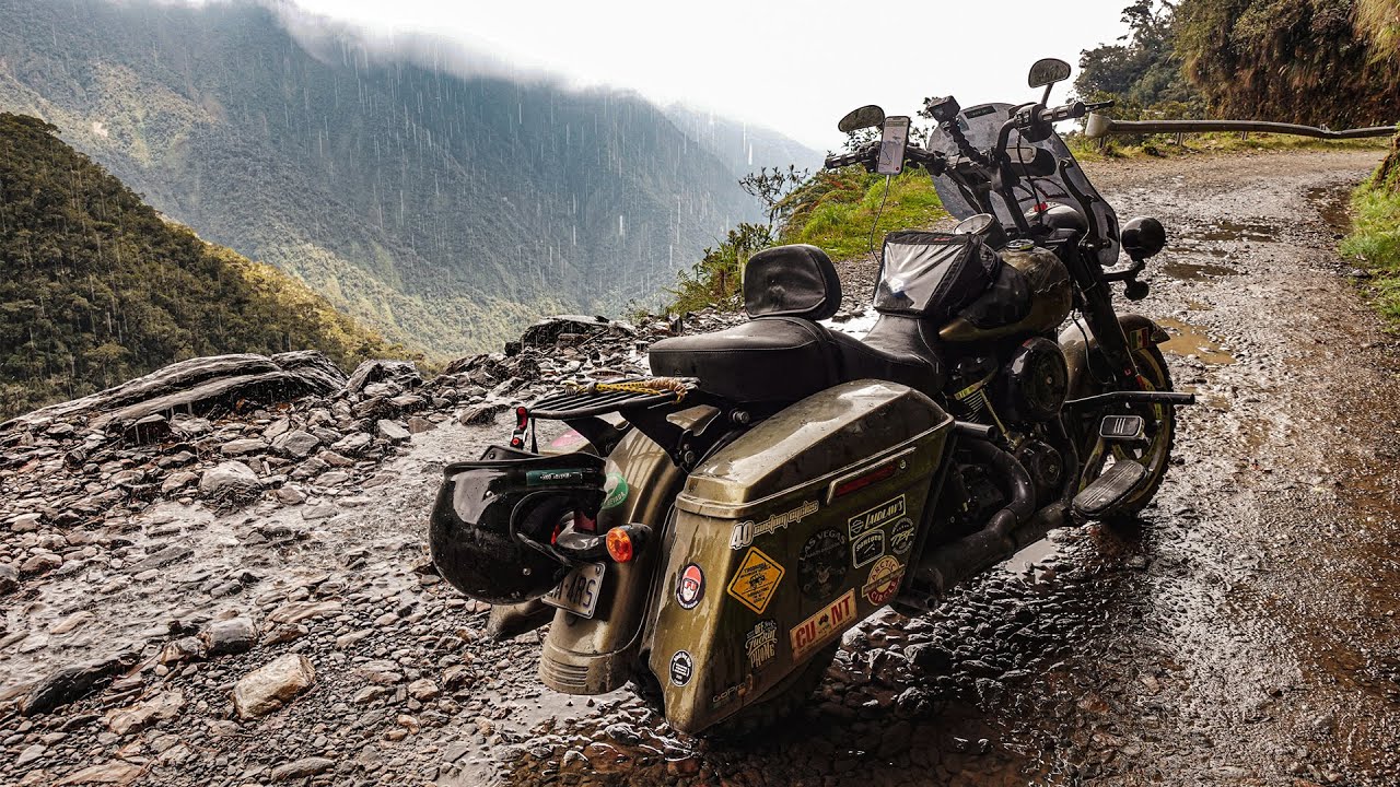Harley Davidson rides along Bolivian Death Road in 3 minutes - YouTube