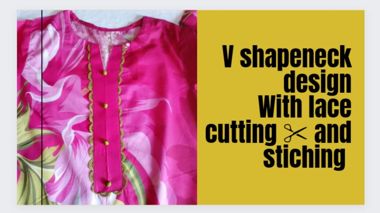 Overlap V-Placket neck cutting & stitching V Placket neck design cutting stitching step by step ...
