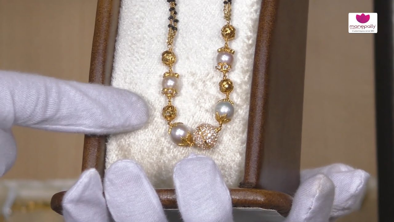 Latest Pearl Black Diamond Beets Chain Jewellery Collections | Ep548 ...