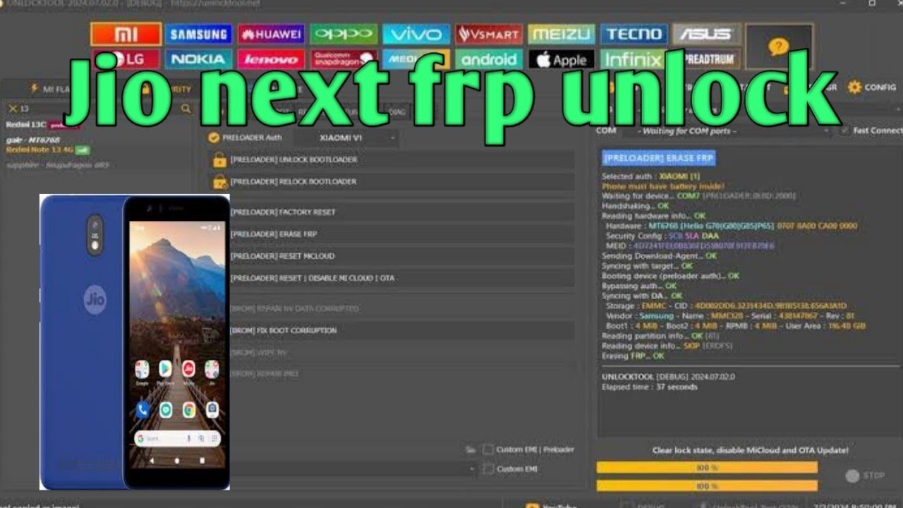 Jio phone next unlocktool/ jio phone next frp bypass unlocktoo/ jio ...