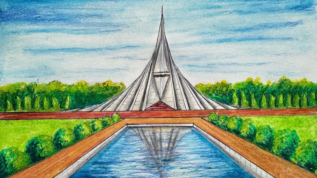 How to draw Sriti Shoudho ॥National Monument drawing ॥স্মৃতি সৌধ আঁকা ...