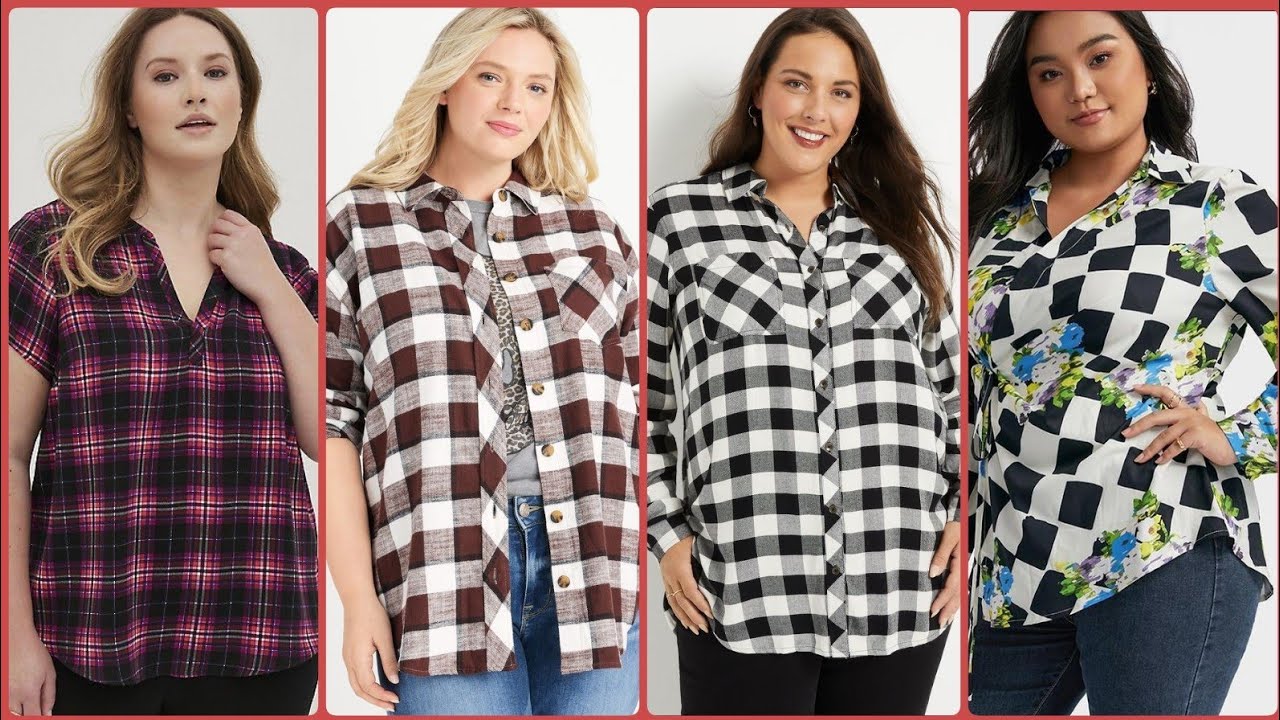 Soo Elegant & Trendy Plus Size Checkerd Shirts Designs Ideas #2022 ...