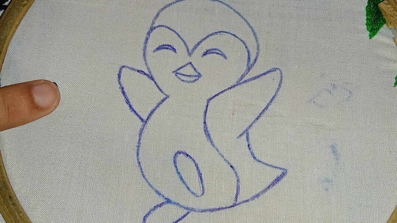 PENGUIN hand embroidery design, simple stitch - YouTube