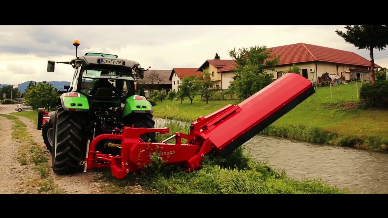 TEHNOS Flexible side flail mower profi - YouTube
