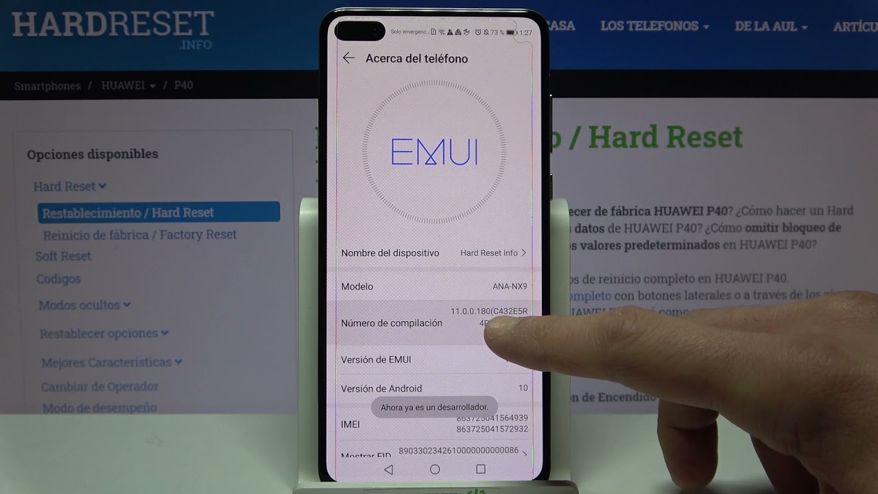 Cómo activar opciones de desarrollador en HUAWEI P40 - activar modo ...