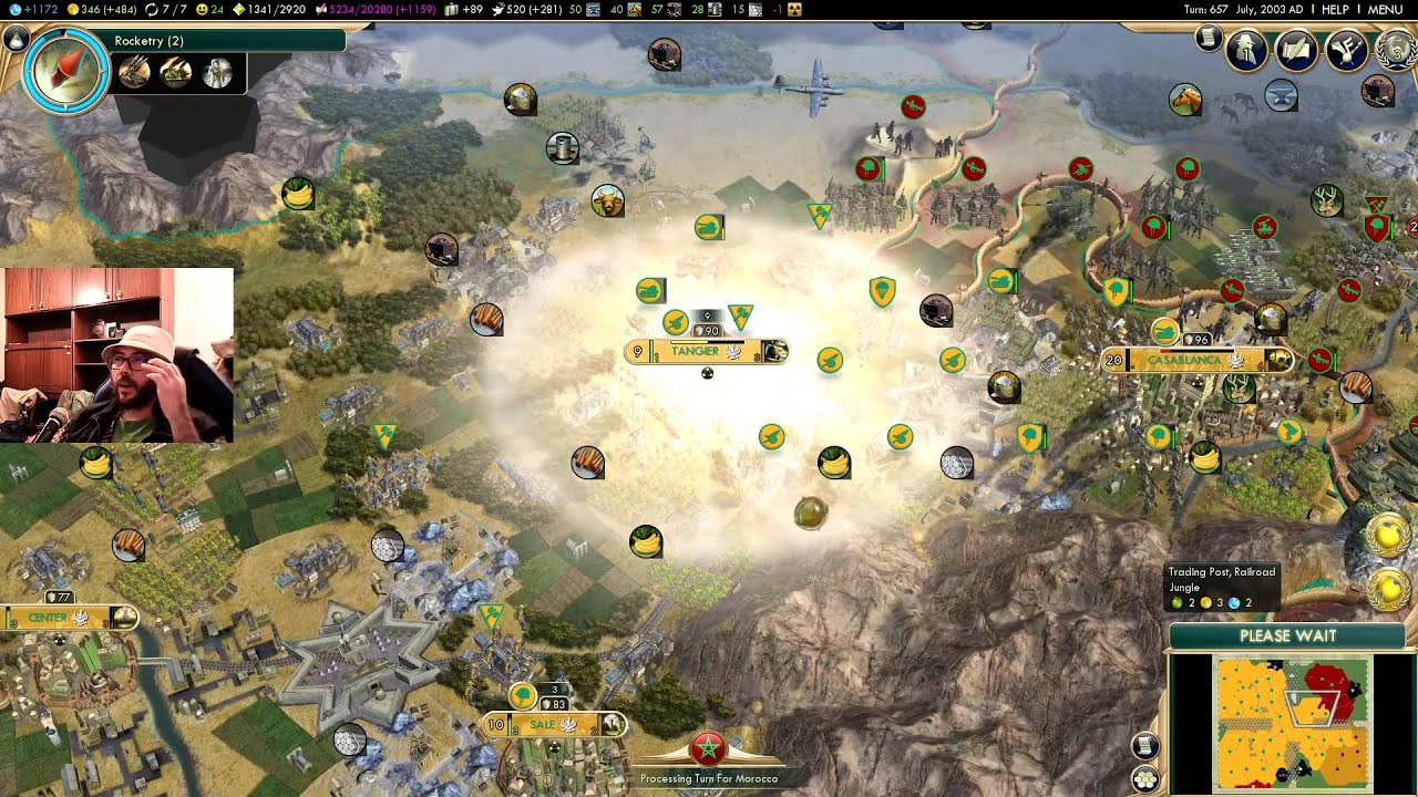 Civilization V: Four Corners Gameplay 🎮🧙 (Day 25) Nuclear Bomb Drop ...