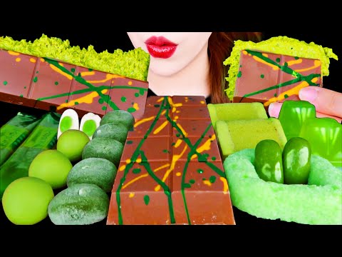 ASMR *FIX DUBAI CHOCOLATE* GREEN TEA SWEETS FOOD EATING SOUNDS MUKBANG💚 원조 두바이초콜릿 먹방 咀嚼音