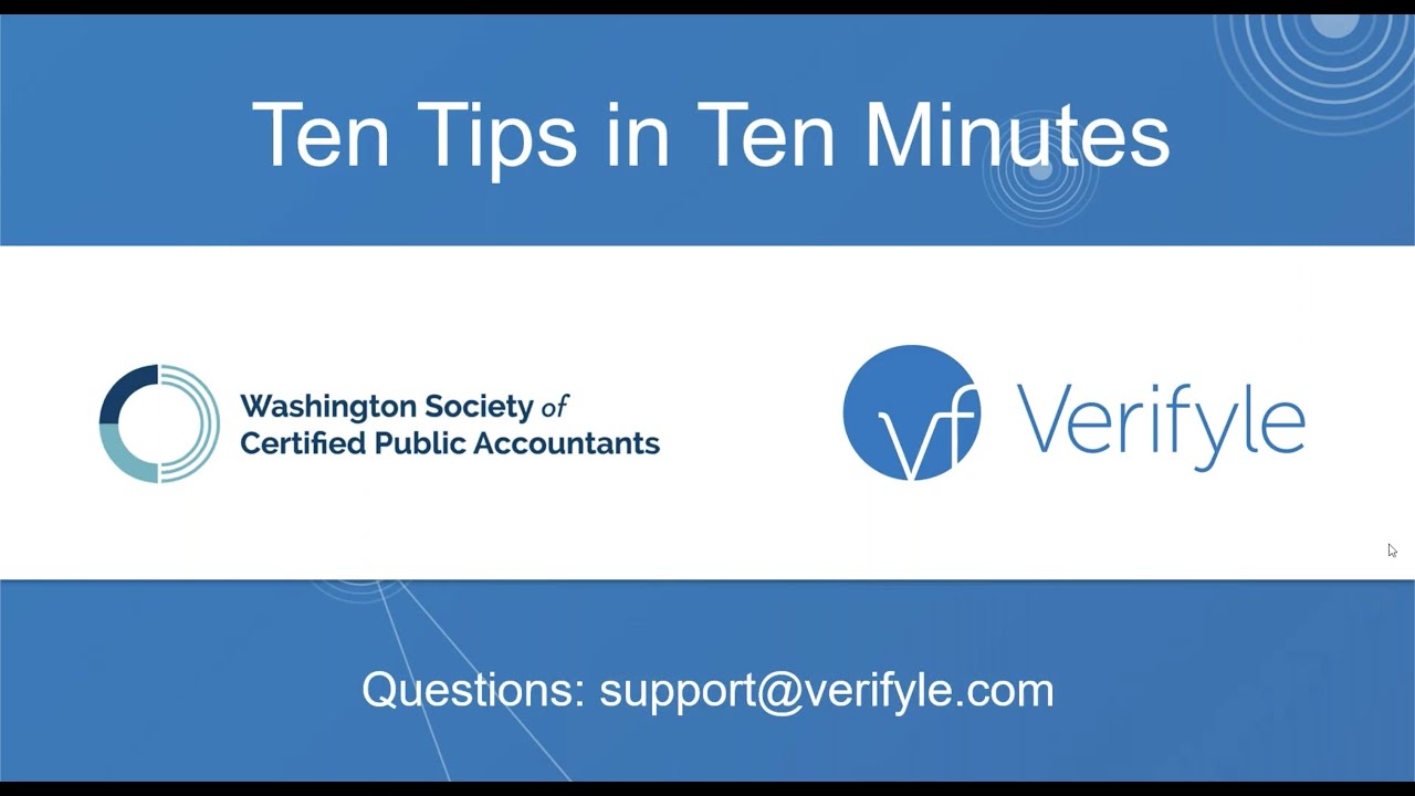 Verifyle: 10 Tips in 10 Minutes for WSCPA Members - YouTube