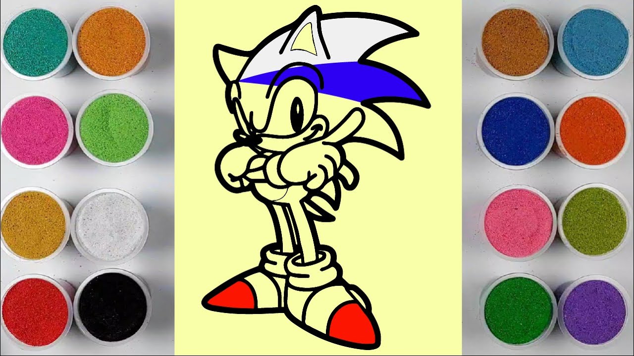 Sand Painting And Coloring Sonic the Hedgehog Using Colored Sand | ASMR ...