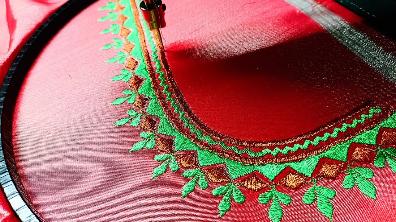 Machine Embroidery Work for Blouse Designs | Simple Embroidery Blouse ...