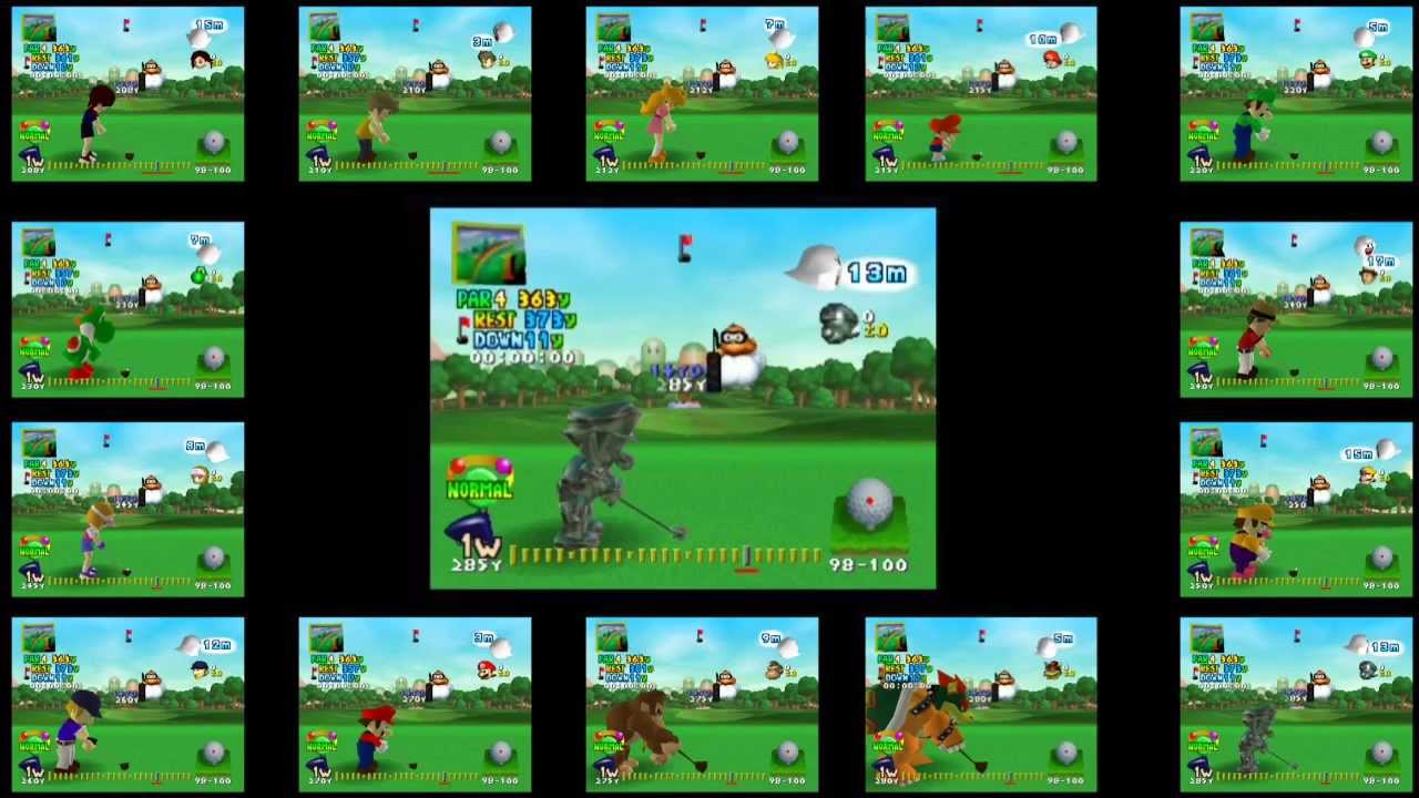 Mario Golf (64) 14-player Speed Golf Race @ Toad Highlands - YouTube