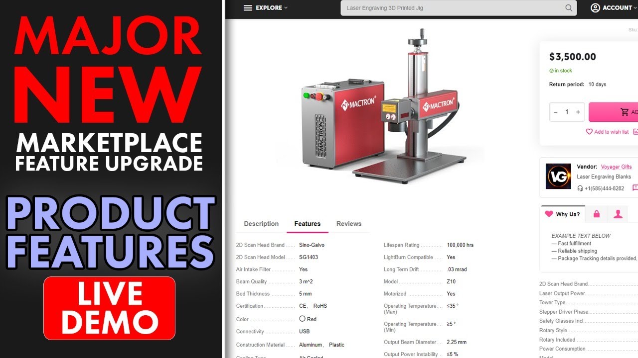 NEW Marketplace Update for Laser Engraving VENDORS | Product Features ...
