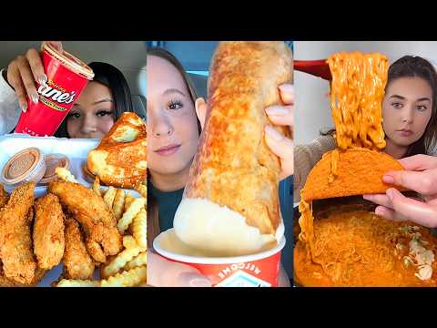 Asmr EATING 🍔| 124 | Raising Cane’s, Burrito, Wingstop with buldak, 🍕🧀pizza, Chipotle tacos🌮 & more