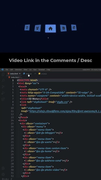 3D Menu with HTML, CSS, and JavaScript / CSS Transitions, CSS 3D Transforms / #shorts - YouTube
