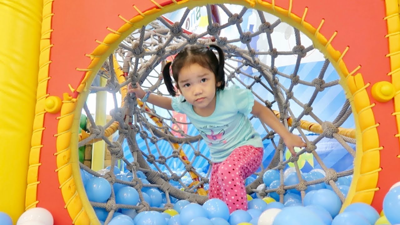 GIANT Ball Pit Slide Compilation with Nathaly and Nadine at Kidzoona ...