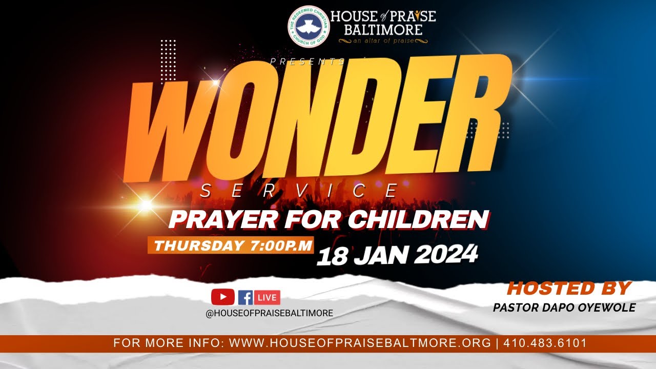 Prayer for Children || Wonder Service | Thursday || 1-18-2024 || - YouTube