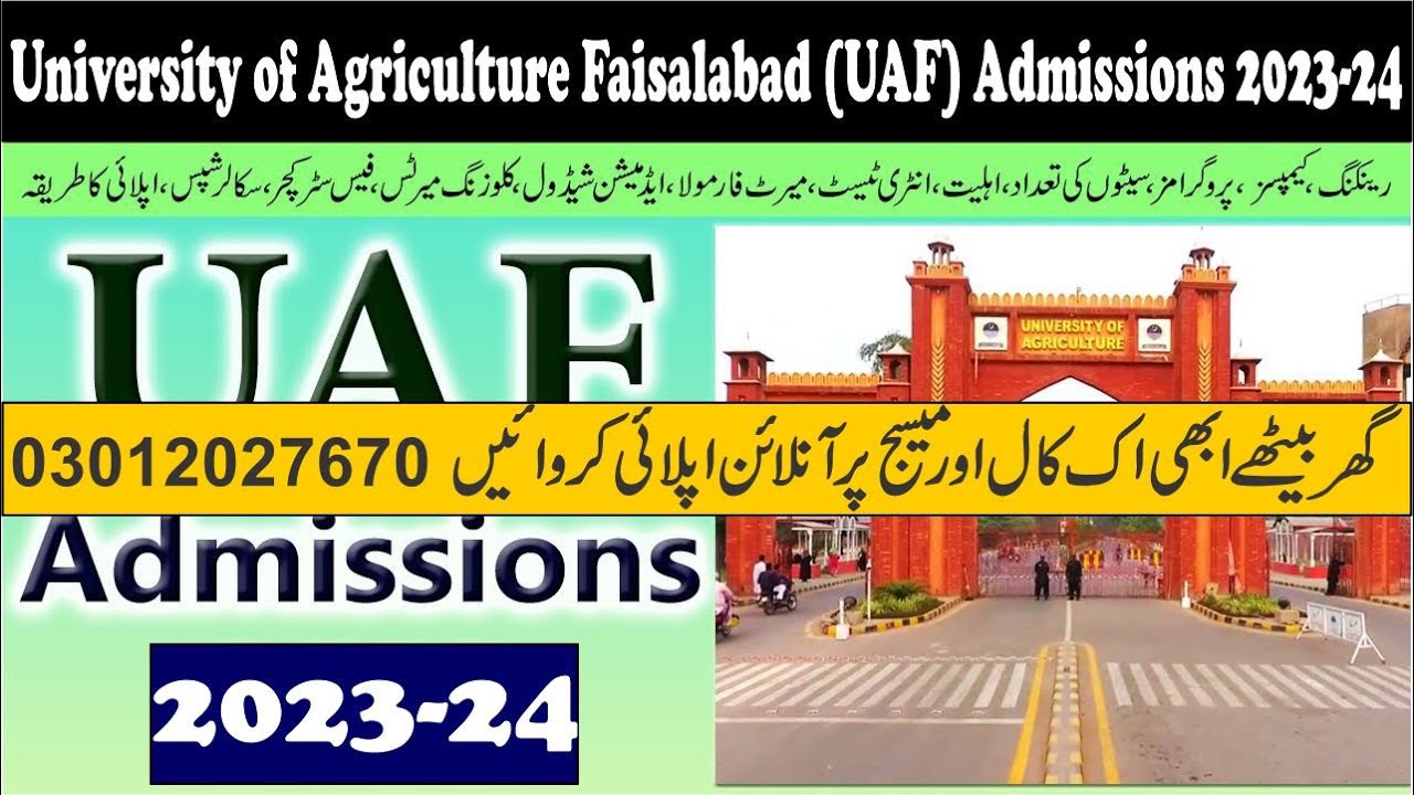 How to apply in University of Agriculture Faisalabad (UAF) Admissions ...