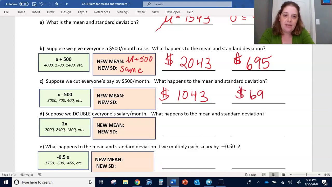 Rules for Means and Variances - AP Statistics - Avon High School - YouTube