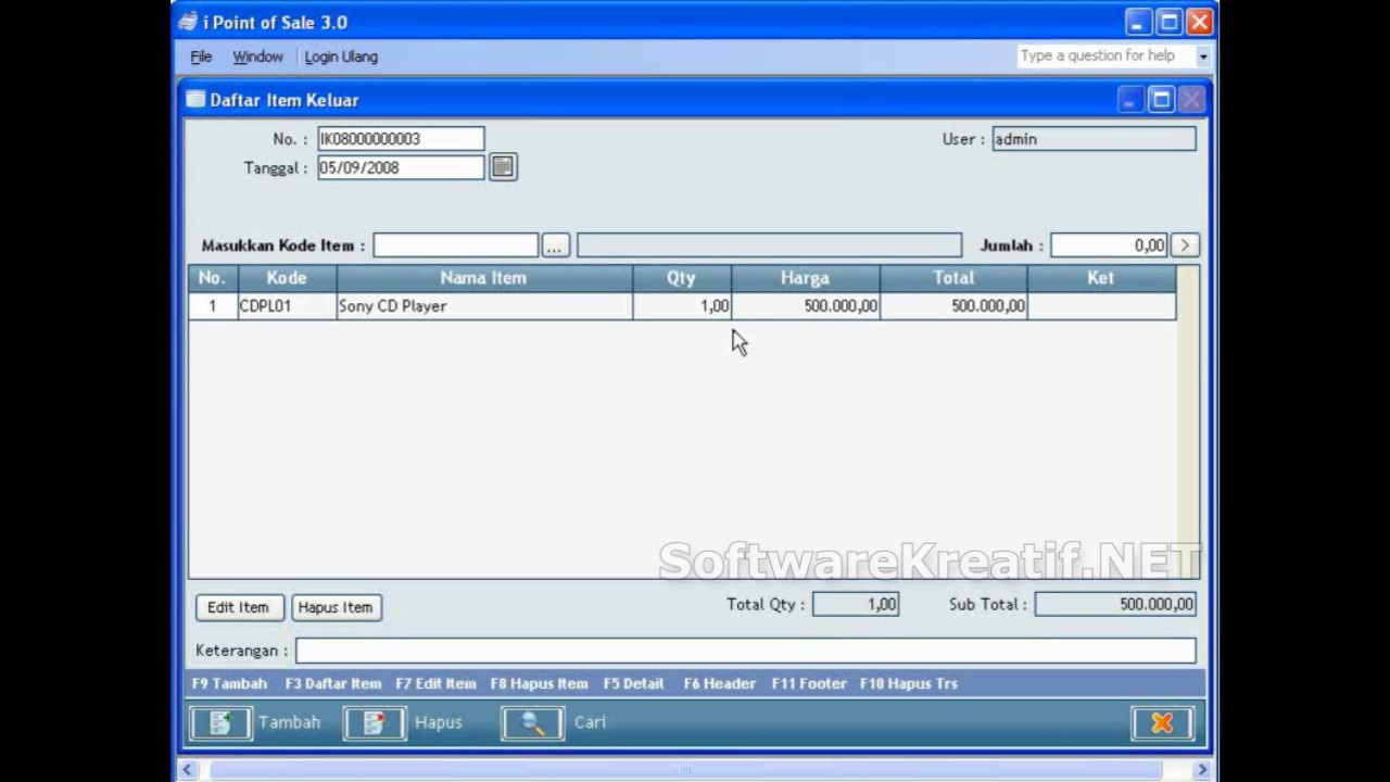 Tutorial 18 - Cara Mencatat Transaksi Item Keluar Pada Program Toko iPOS 3.3/3.0 - YouTube