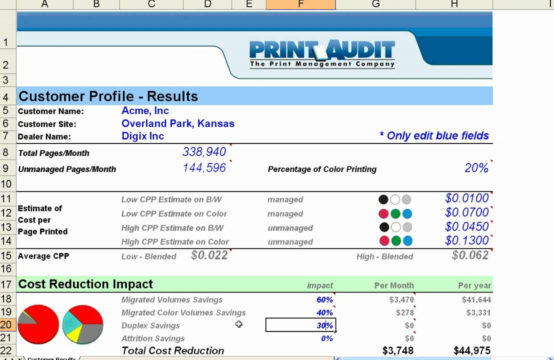 Print Audit ROI Calculator Tutorial for Digix Sales Staff - YouTube