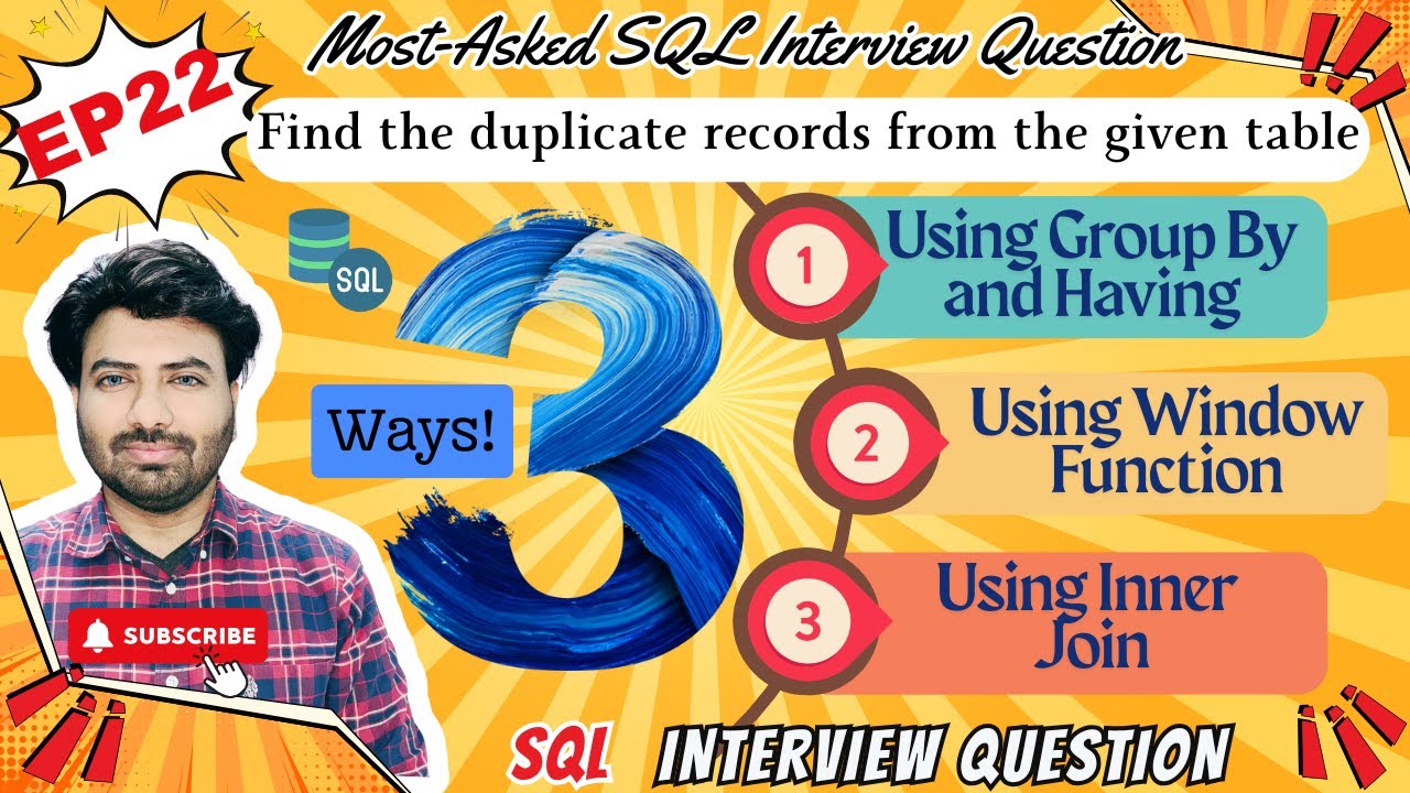 How To Find Duplicate Records Sql Data Analyst Interview Question 6432