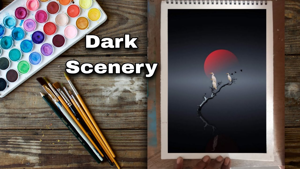 how to draw a dark scenery | Beautiful dark scenery drawing | #drawing ...