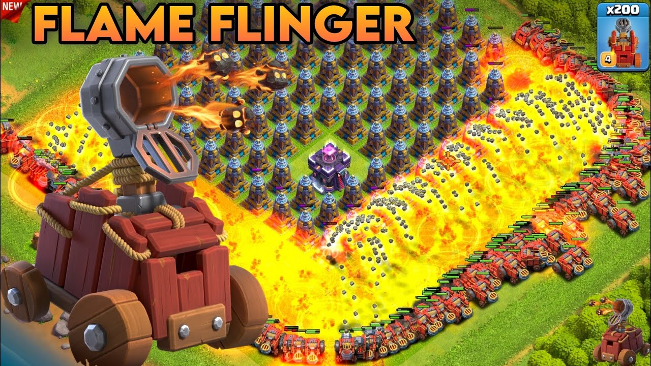 200 Flame Flinger Vs Mega Tesla Base! Who Will Win???! | Clash Of Clans ...