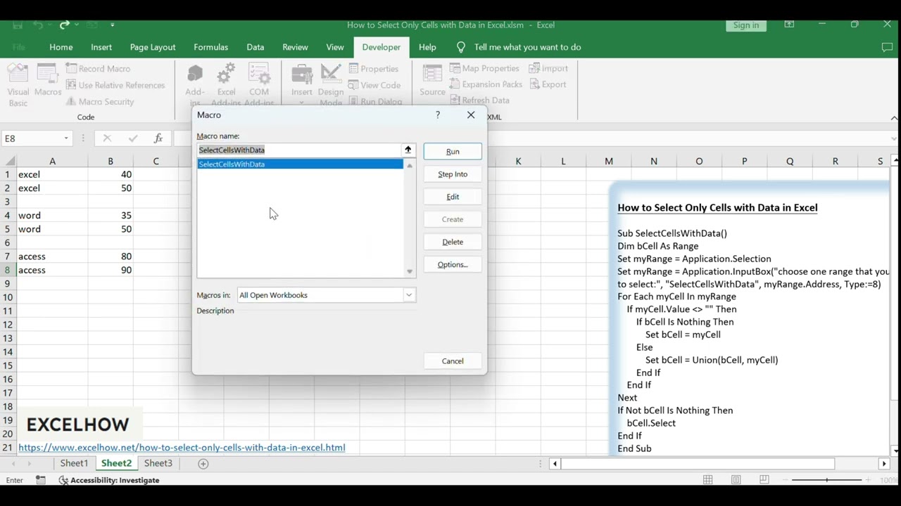 How To Select Only Cells With Data In Excel YouTube How To Select Only Cells With Data In Excel YouTube