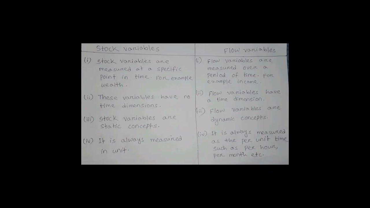 Difference Between Stock Variables and Flow Variables. - YouTube