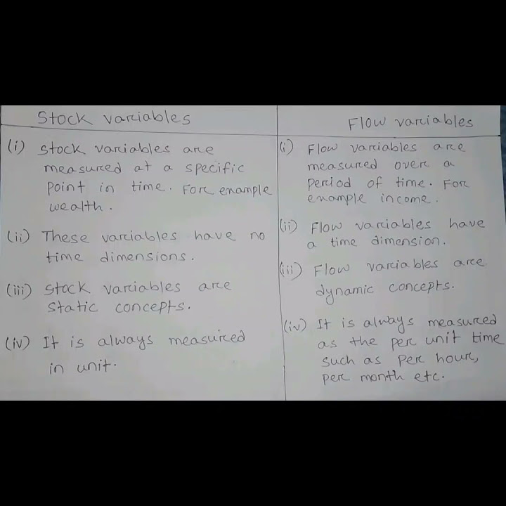 Difference Between Stock Variables and Flow Variables. - YouTube