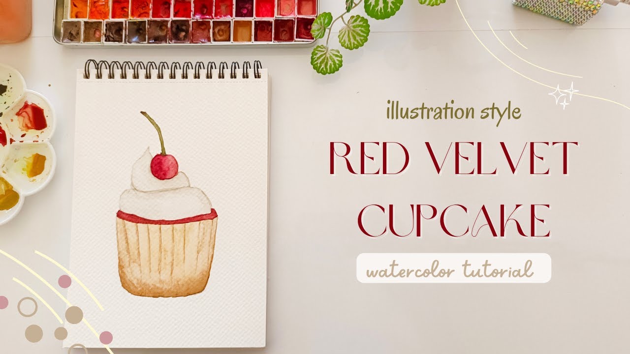 Paint with me: Food Illustration - Red Velvet Cupcake Watercolor ...