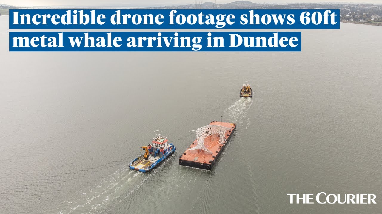 Drone footage shows the moment the Tay Whale arrived in Dundee - YouTube