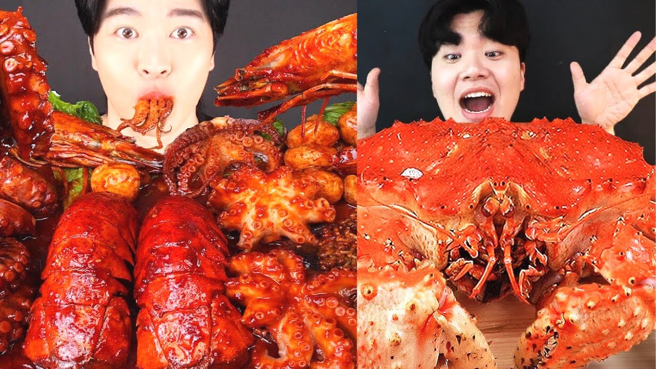 ASMR MUKBANG Seafood GIANT KING CRAB EATING SOUND! OCTOPUS LOBSTER TAIL ...