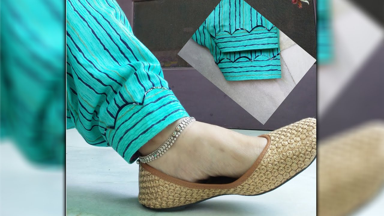 Salwar Poncha Design making with Piping | Salwar Mohri Design with ...