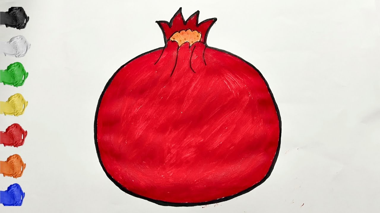How To Draw A pomegranate Easy | Pomegranate/Anar Drawing - YouTube