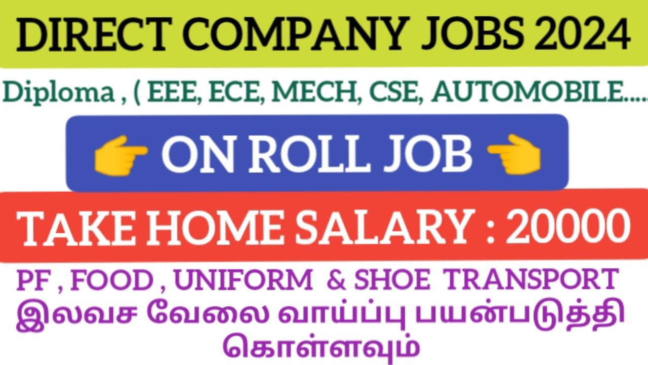 On roll job 2024|today job opening in Chennai 2024|job vacancy|Chennai ...