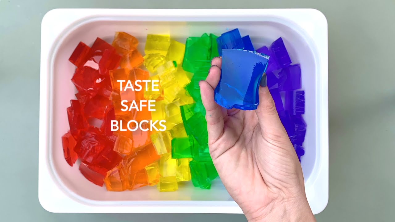 Taste Safe Colorful Blocks Sensory Activity - YouTube
