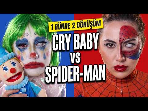 1 Günde 2 Efsane Dönüşüm | Cry Baby Ağlayan Palyaço vs Spider-Man