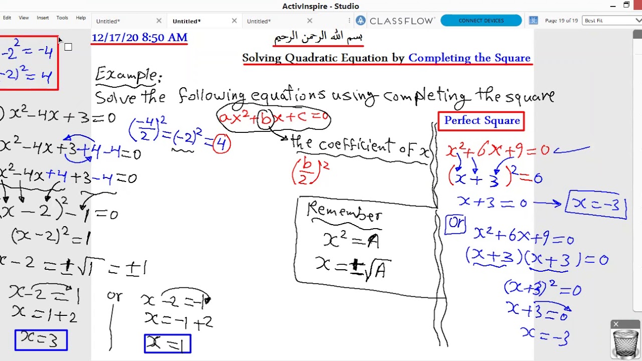 Solving Quadratic Equation by Completing the Square IGCSE G10D Mr ...