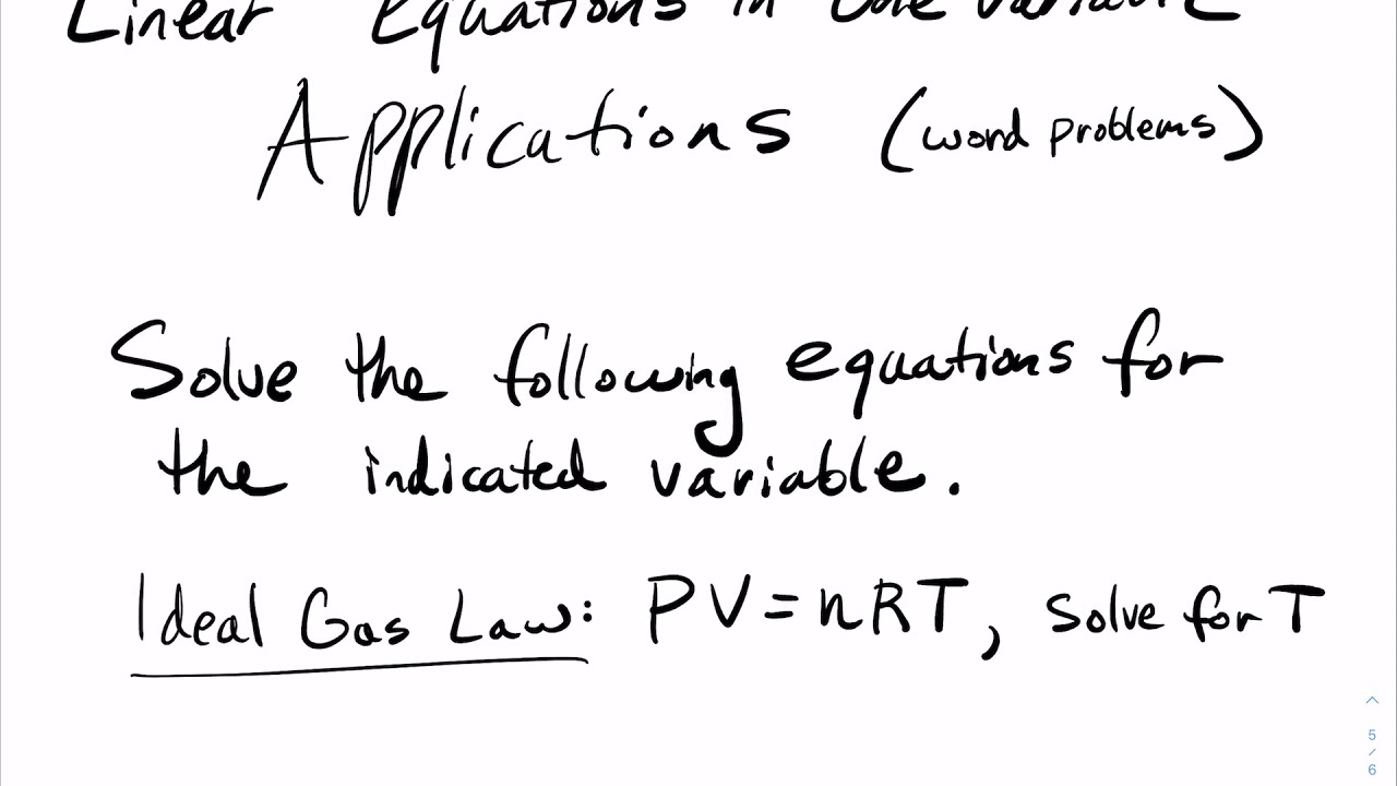 2.3.1 Applications: Solve the Linear Equation for the Given Variable ...