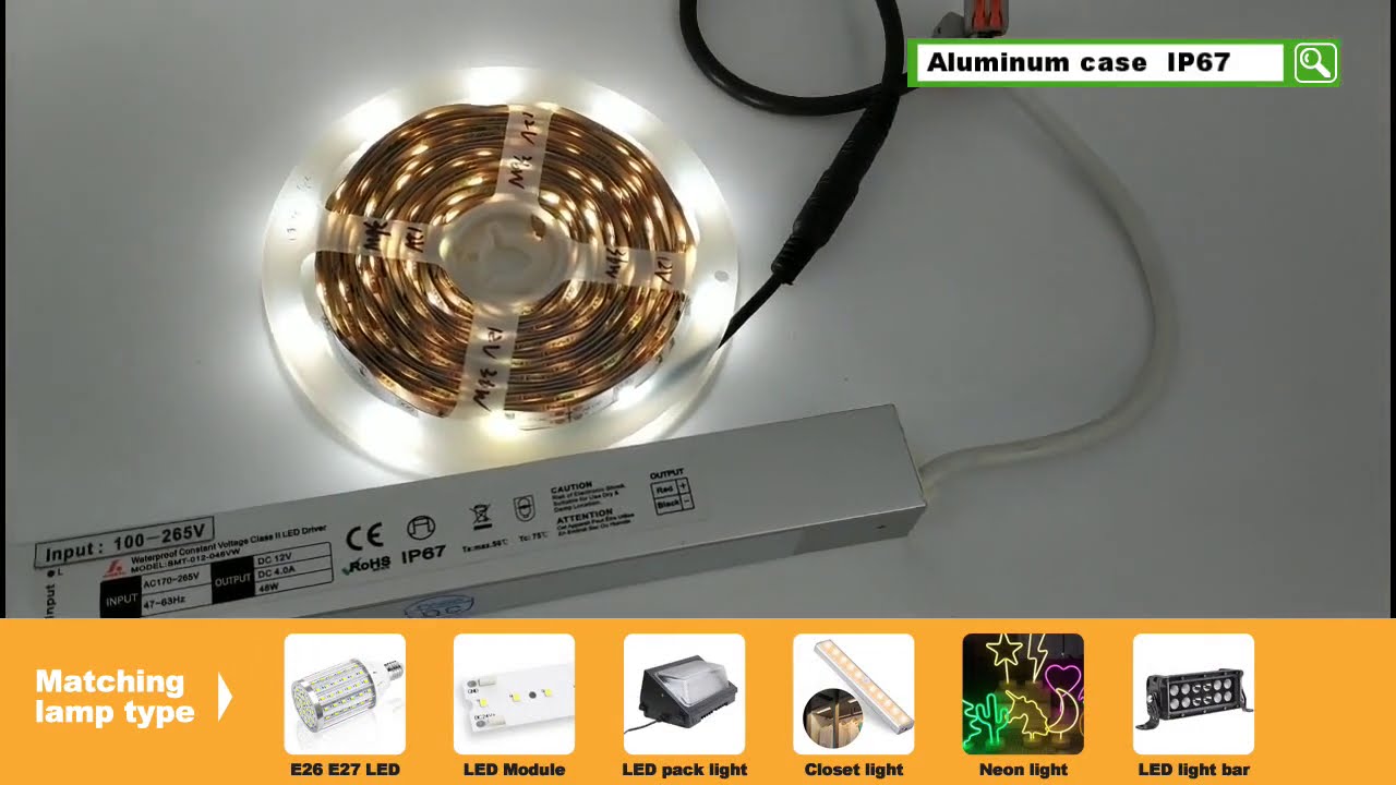 Waterproof Constant Voltage Slim Size 12/24vdc LED Driver 40W - YouTube