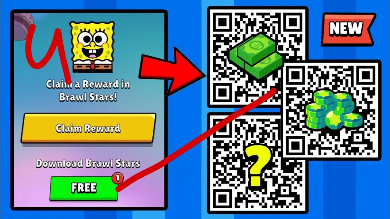 NEW! SPONGEBOB 🥳 FREE GIFTS QR CODE! 🎁 BRAWL STARS NEW UPDATE - YouTube
