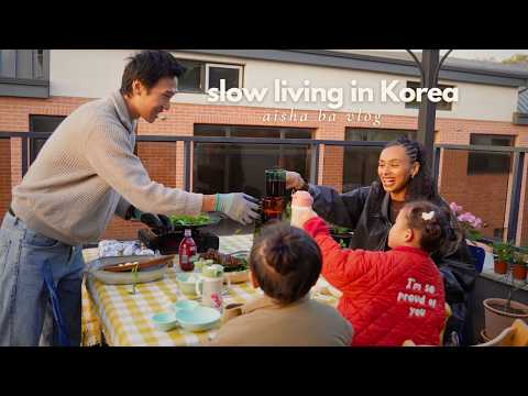 Slow Living in Korea | Spring Flowers, Rooftop Reset & Cozy Family BBQ