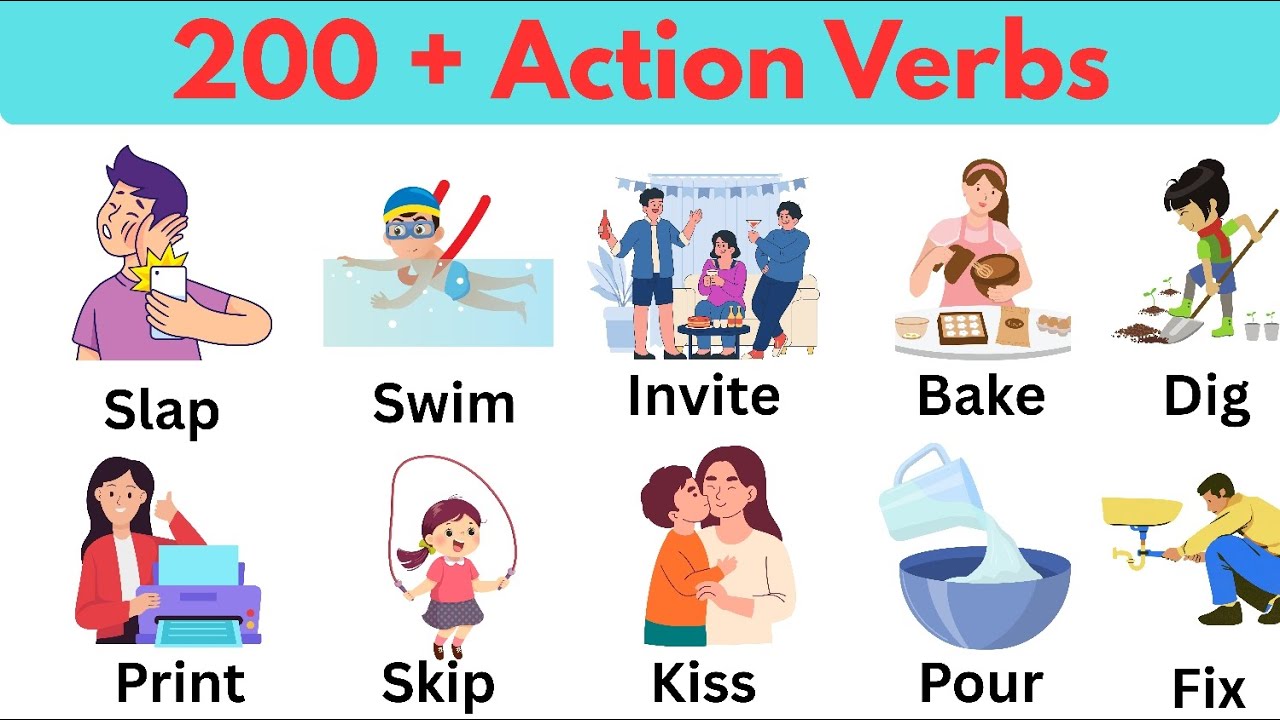 200 Plus Action Verbs for Kids | Learn English Verbs with Examples ...