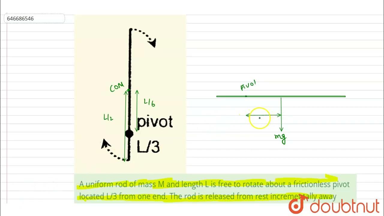 A uniform rod of mass M and length L is free to rotate about a frictionless pivot located L/3 f ...