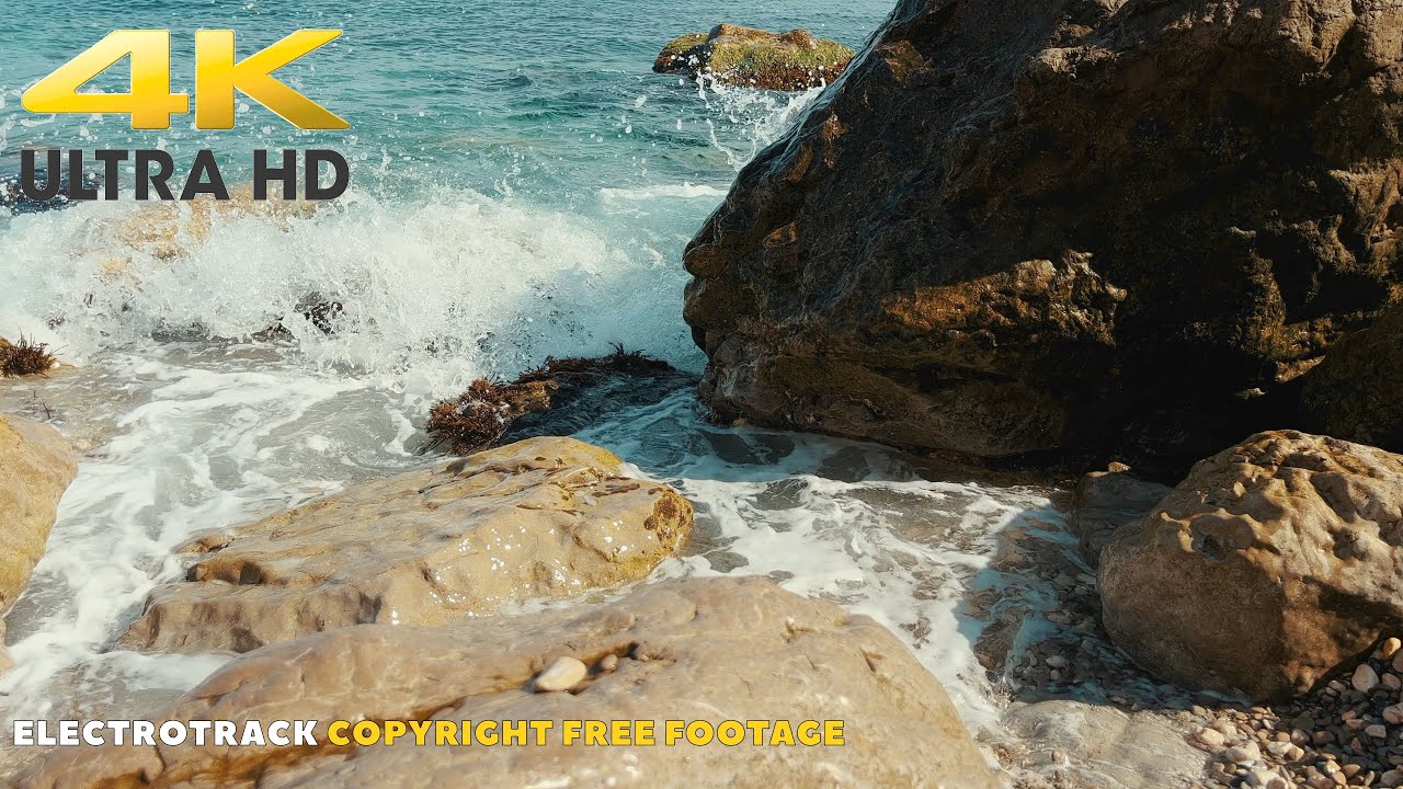 Rocks Sea Waves | No copyright Nature Background video 4K - YouTube
