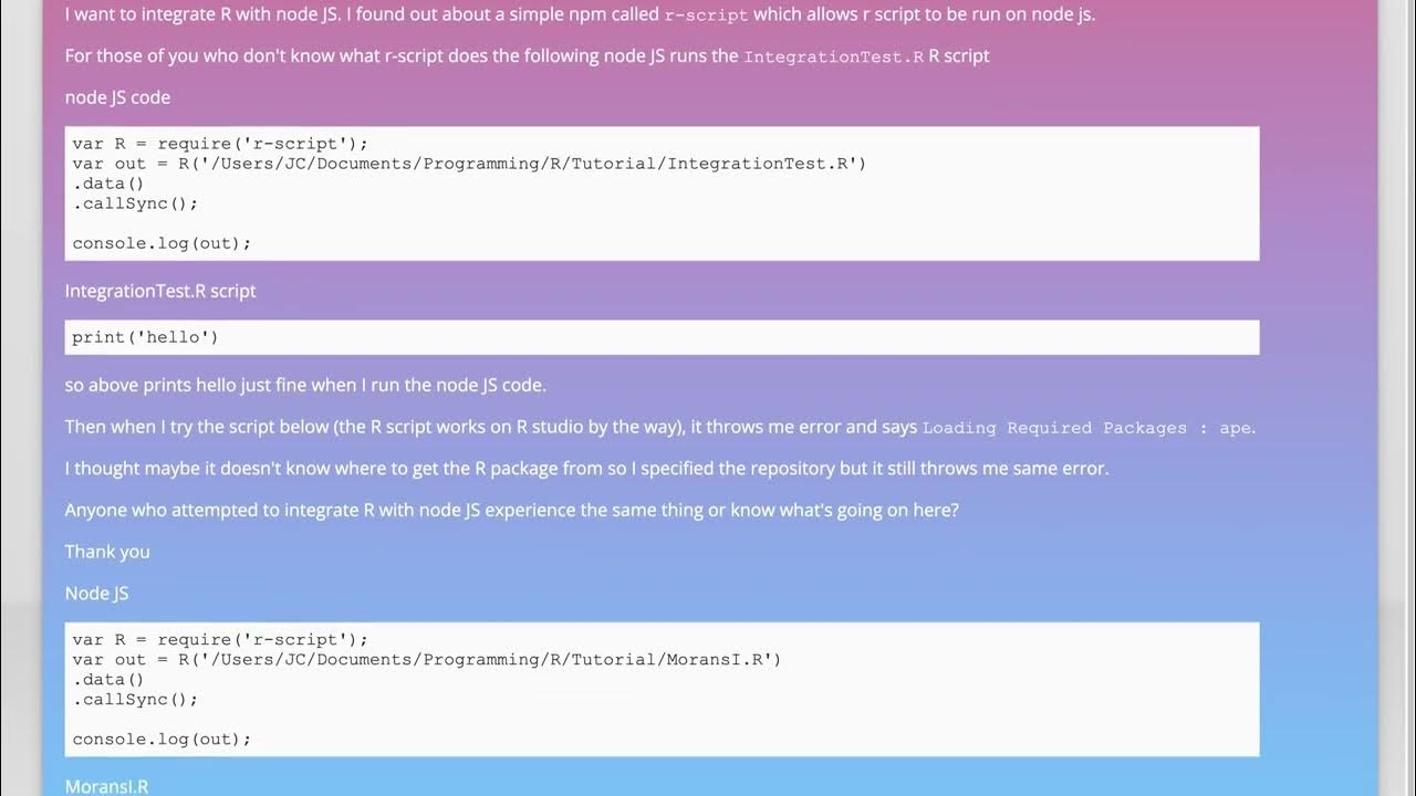 R integration with node JS - YouTube