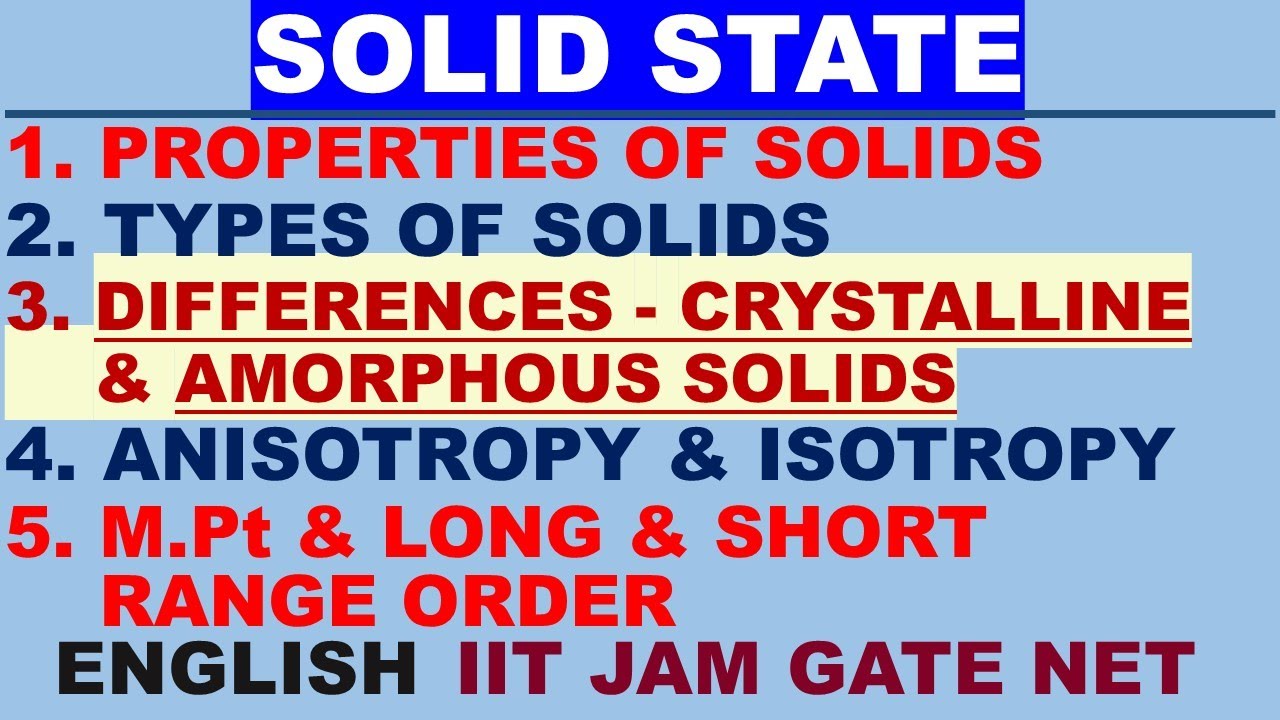 (ENGLISH) SOLID STATE PROPERTIES TYPES DIFFERENCES CRYSTALLINE ...