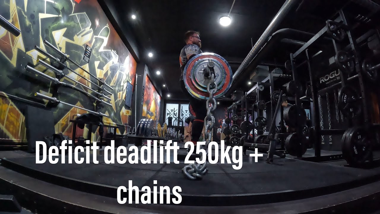 Deficit deadlift 250kg + chains & block deadlift 300kg - YouTube