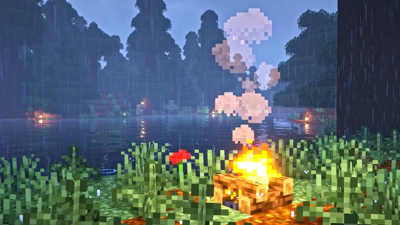 Minecraft Rainy Taiga Forest Ambience | 10 Hours - YouTube
